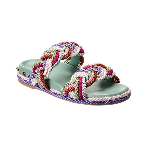 Valentino | Shoes | Valentino Rockstud Rope Leather Sandal | Poshmark